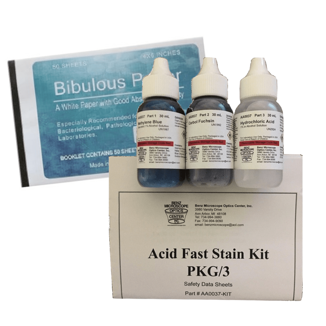 acid fast stain kit, slide stain set, bacteria stain kit