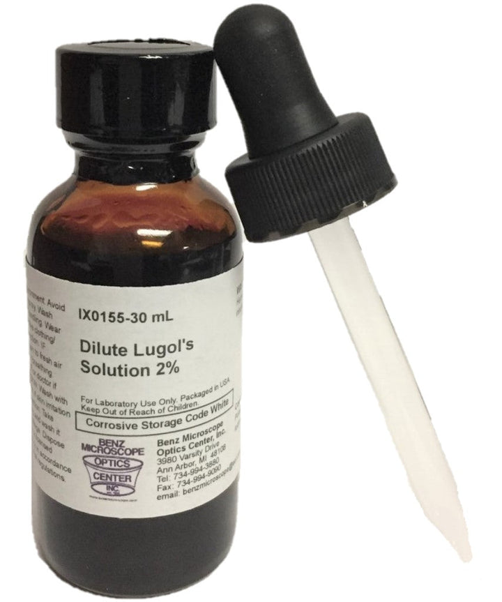 Benz Microscope Lugols Dilute Iodine 2% Solution for Scientific Educat